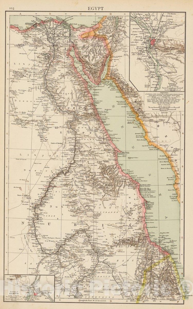 Historic Map : 1895 Egypt. - Vintage Wall Art – Historic Pictoric