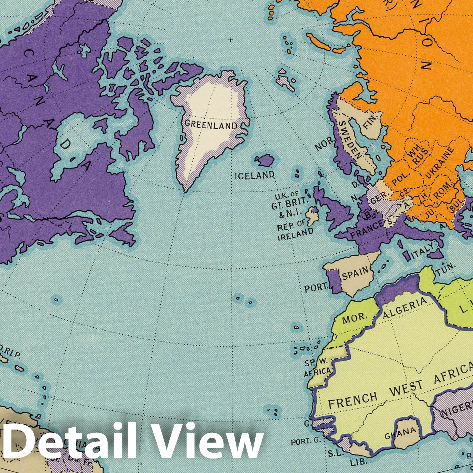 Historic Wall Map : 1958 World Powers 1957 - Vintage Wall Art ...