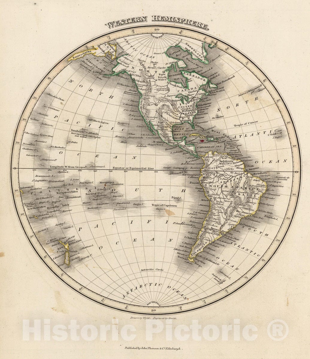 Historic Map : 1824 Western Hemisphere - Vintage Wall Art – Historic ...