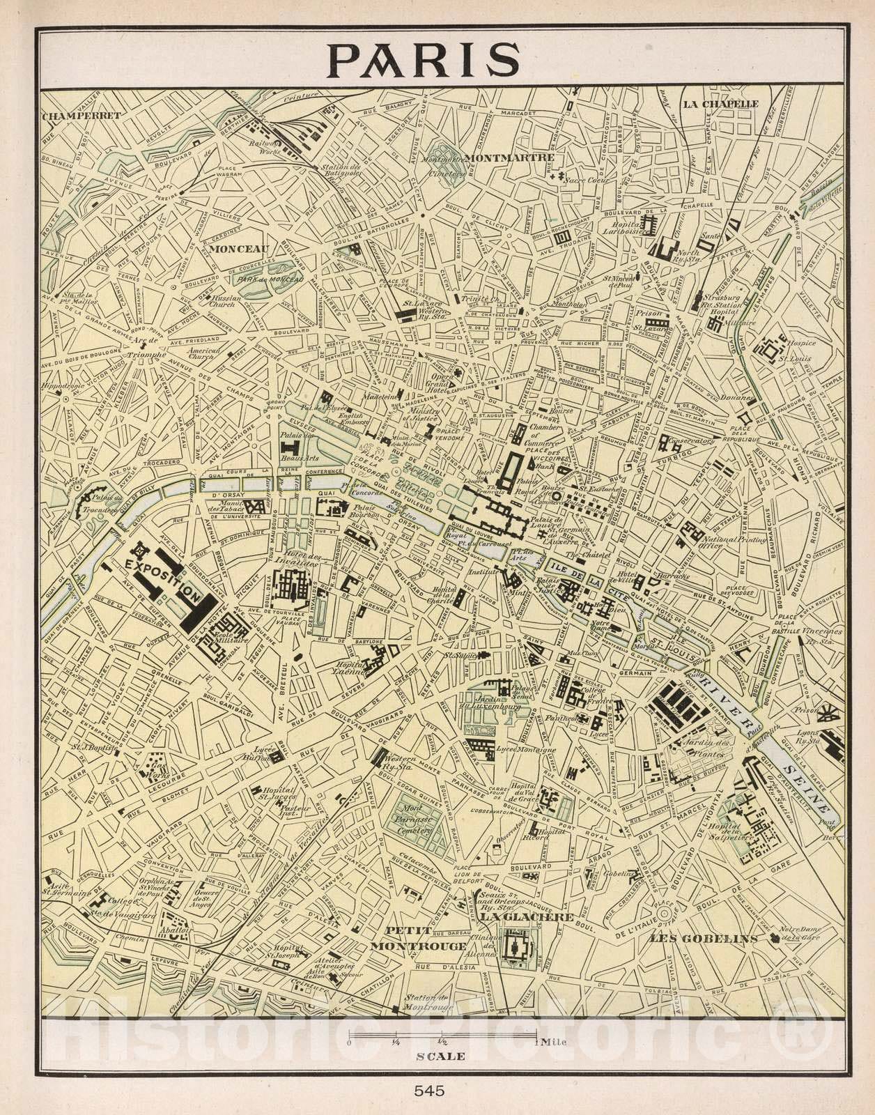 Historic Map : Paris , France, 1901 Paris , Vintage Wall Art - Historic ...