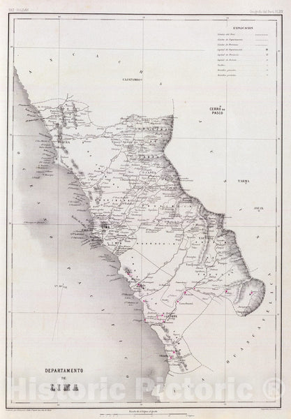 Historic Map : Peru, Lima (Peru : Dept.) 1865 Departamento de Lima, At ...