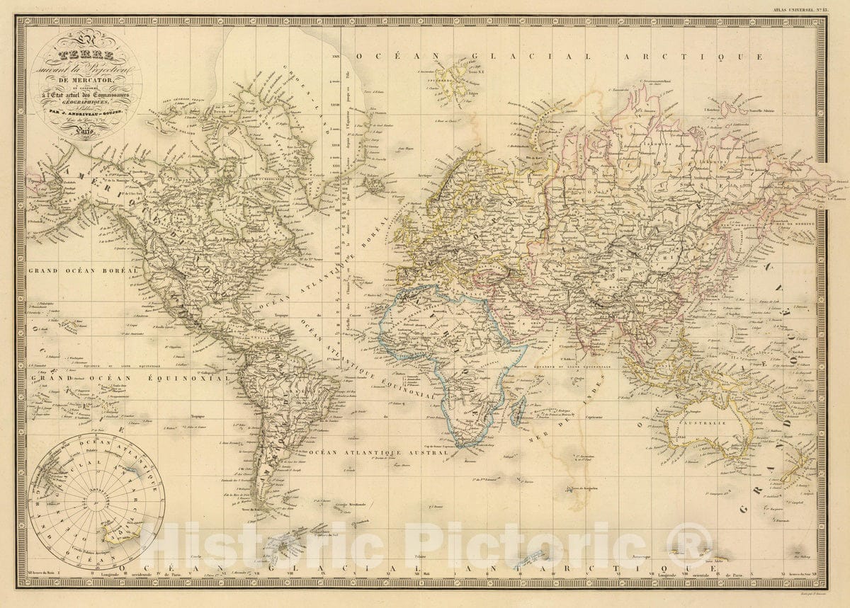 Historic Wall Map : 1849 Terre, Mercator proj. - Vintage Wall Art ...