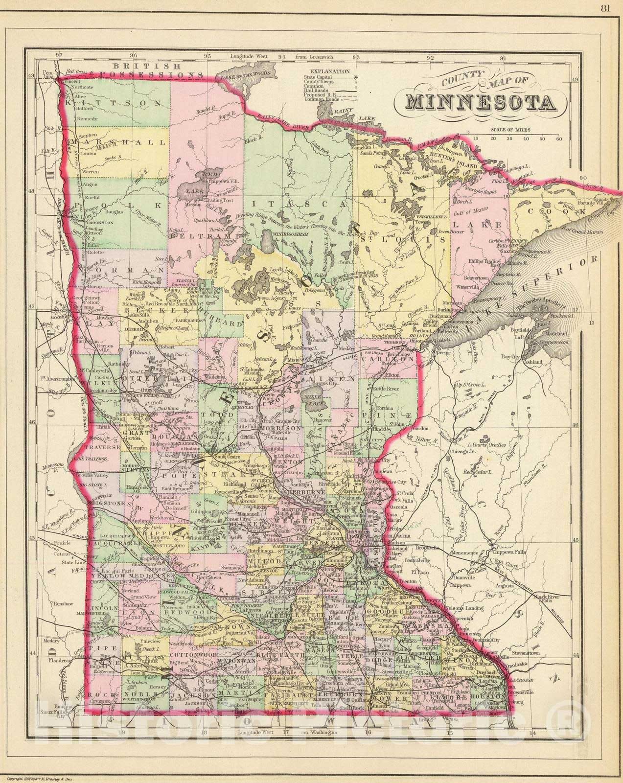Historic Map : 1890 Minnesota. - Vintage Wall Art – Historic Pictoric