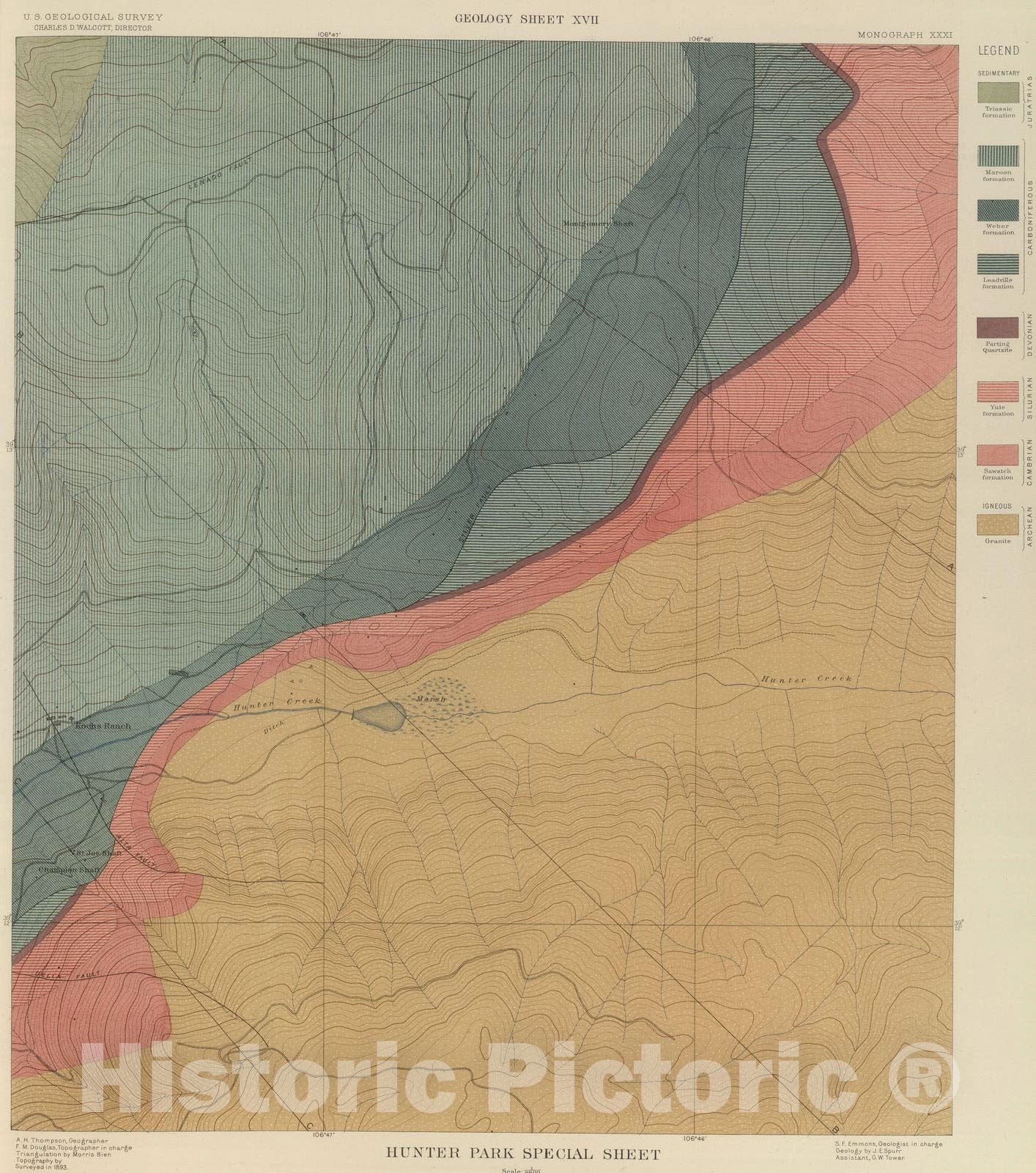 Historic Map : Geologic Atlas - 1898 Hunter Park Special Sheet. - Vint ...