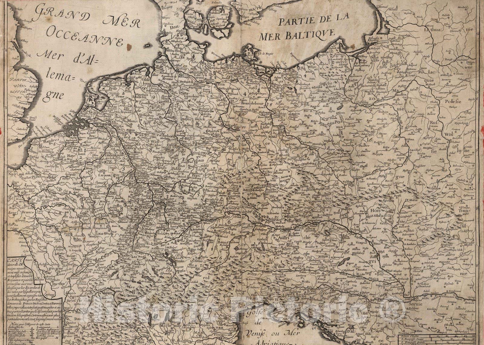 Historic Wall Map : Germany, 1632 Carte Generalle d'Almaigne Nouvelle ...