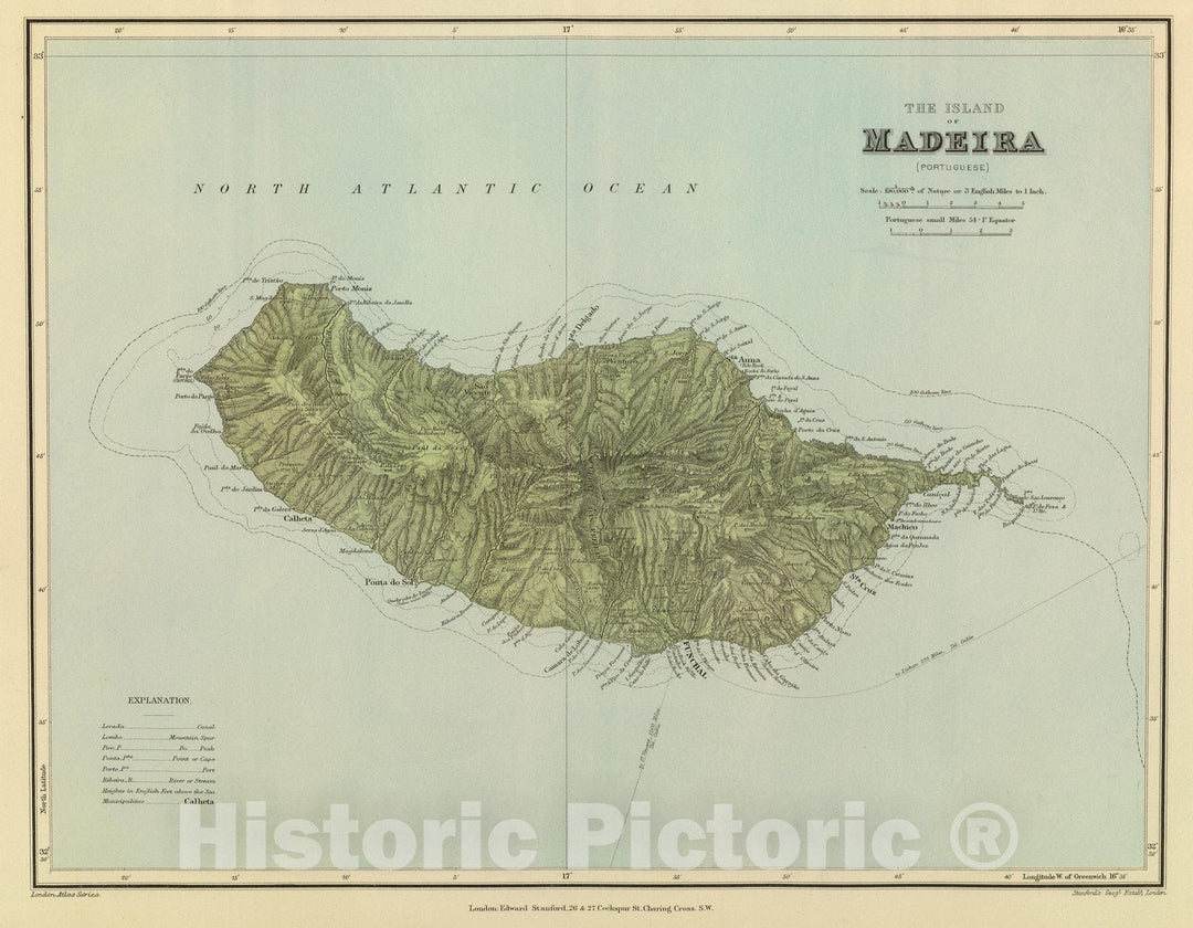 Historic Map : Madeira (Madeira Islands) 1901 Madeira. , Vintage Wall ...