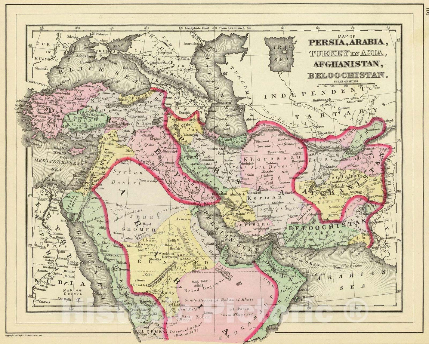 Historic Map : 1890 Persia, Arabia, Turkey, Afghanistan, Beloochistan ...