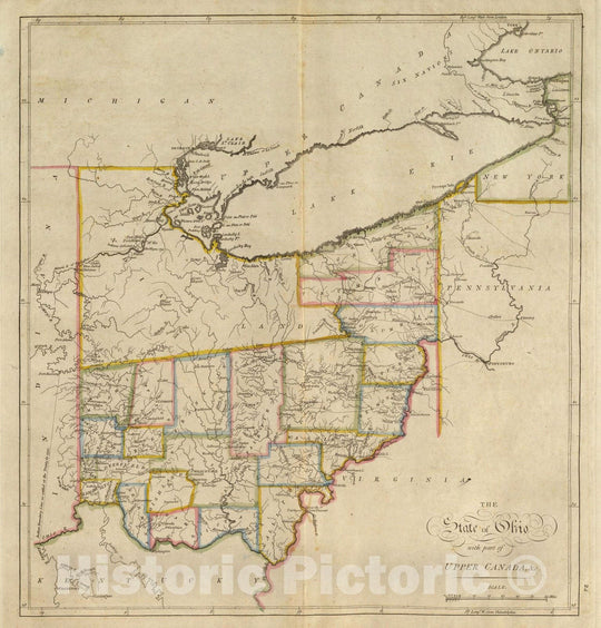 Historic Map : 1814 State of Ohio. - Vintage Wall Art – Historic Pictoric