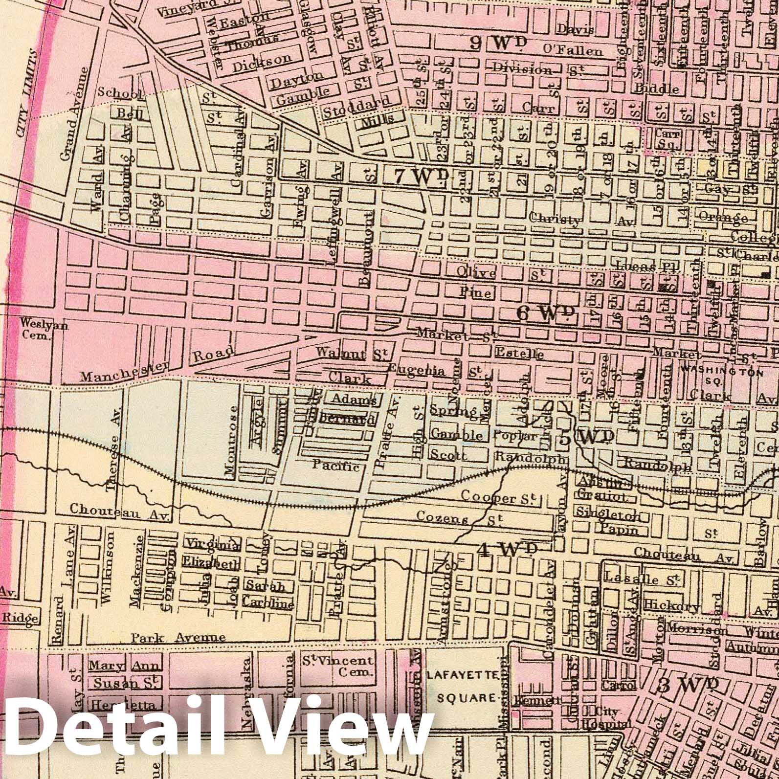 Historic Wall Map : 1880 St. Louis. - Vintage Wall Art - Historic Pictoric