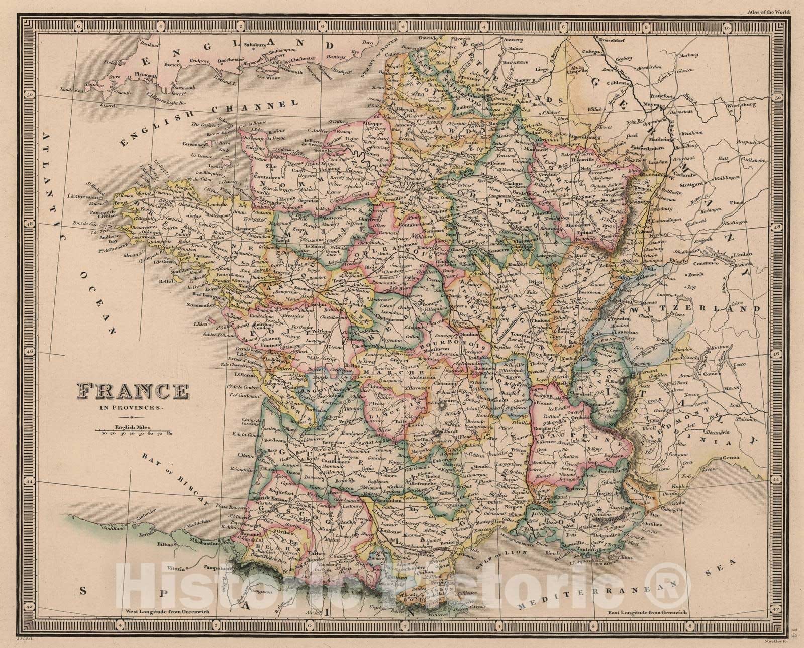 Historic Map : 1864 France in Provinces - Vintage Wall Art - Historic ...