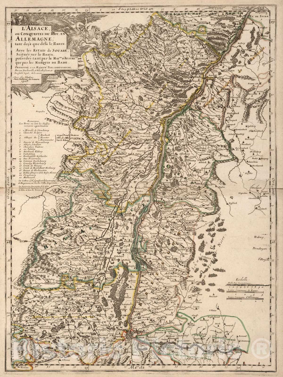 Historic Map : 1703 Alsace, France and Germany. - Vintage Wall Art ...