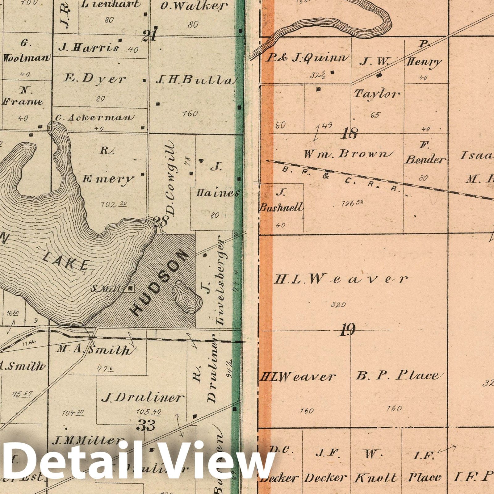 Historic Map : 1874 Hudson and Johnson Townships, Laporte County, Indi ...