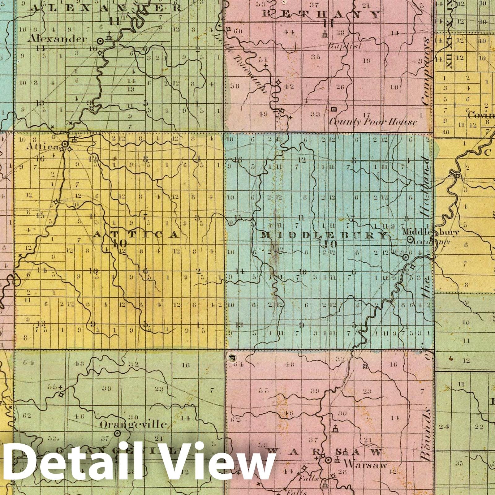 Historic Map : 1829 Genesee County. - Vintage Wall Art - Historic Pictoric