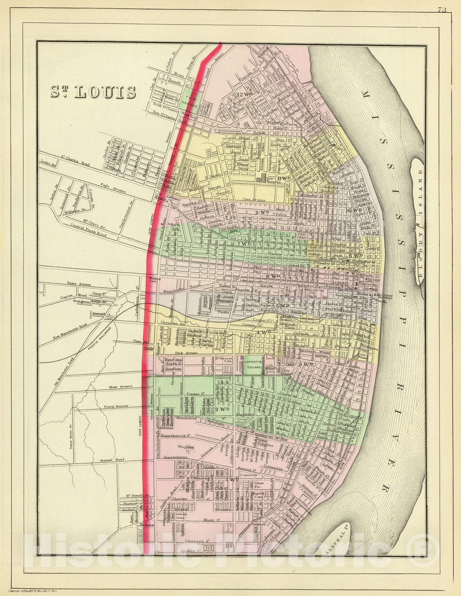 Historic Map : 1890 St. Louis. - Vintage Wall Art – Historic Pictoric