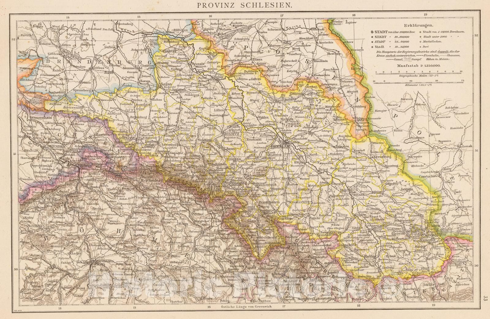 Historic Map : Germany; Poland, 1881 Schlesien. , Vintage Wall Art ...