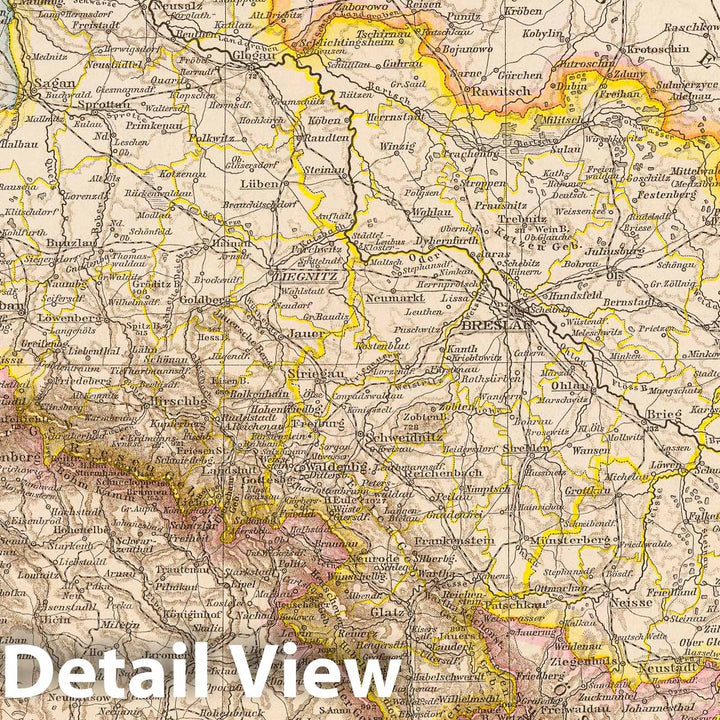 Historic Map : Germany; Poland, 1881 Schlesien. , Vintage Wall Art ...
