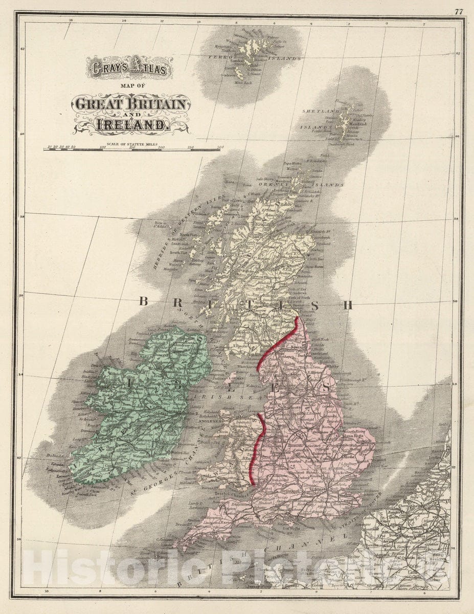 Historic Map : 1874 Great Britain and Ireland. - Vintage Wall Art ...