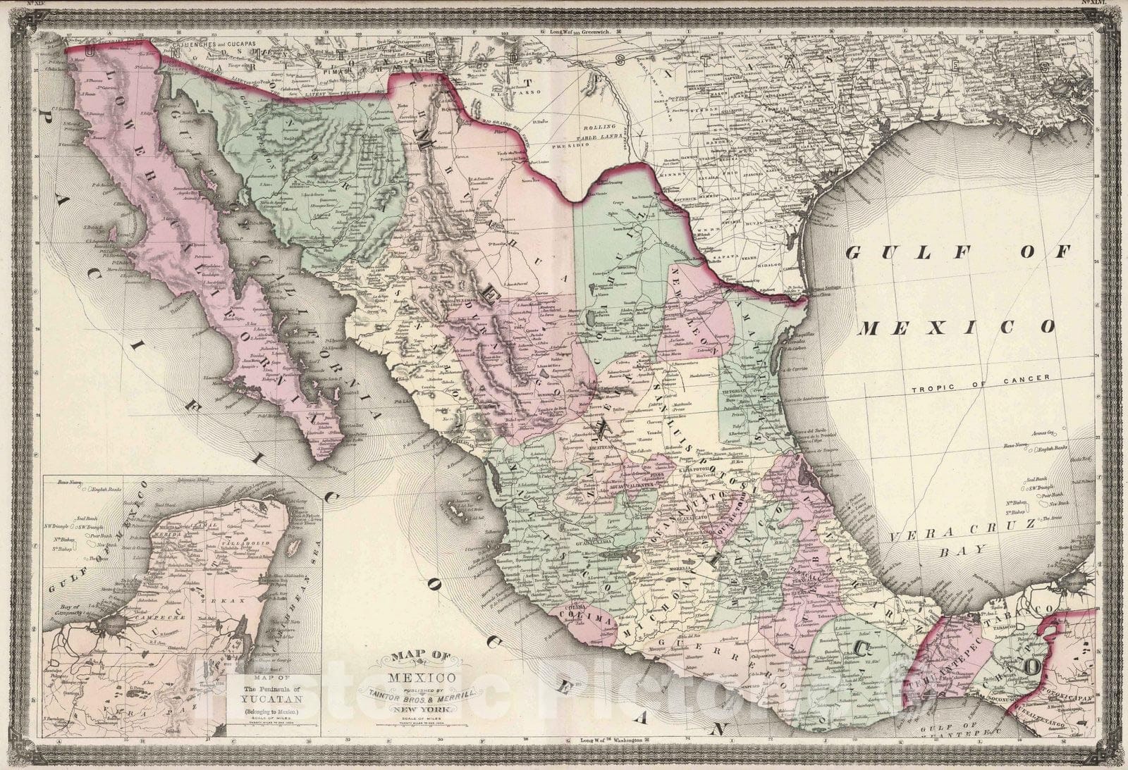 Historic Wall Map : 1874 Mexico. v1 - Vintage Wall Art – Historic Pictoric