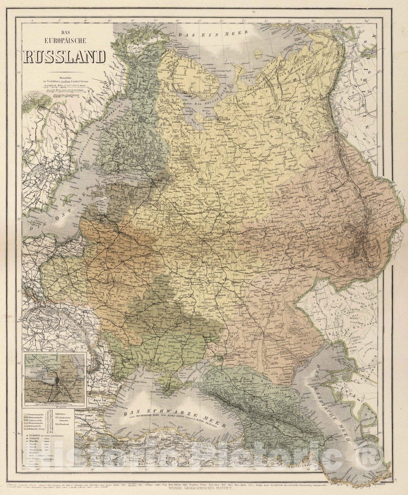 Historic Map : 1886 European Russia. - Vintage Wall Art – Historic Pictoric