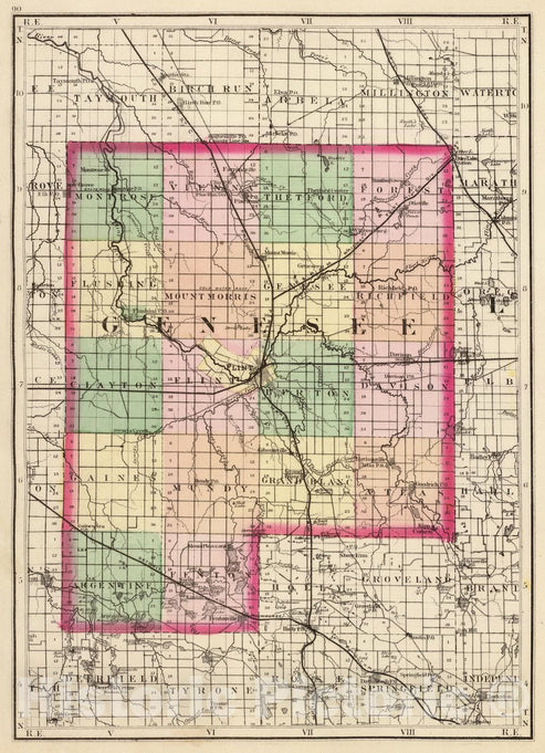 Historic Map : 1873 (Map of Genesee County, Michigan) - Vintage Wall A ...