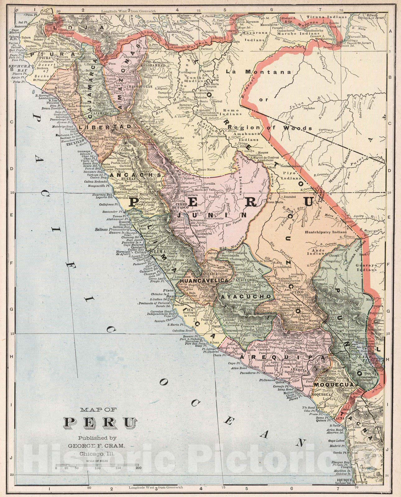 Historic Map : 1901 Map of Peru - Vintage Wall Art – Historic Pictoric