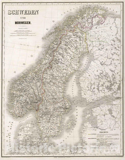 Historic Wall Map : 1875 Sweden and Norway. - Vintage Wall Art ...