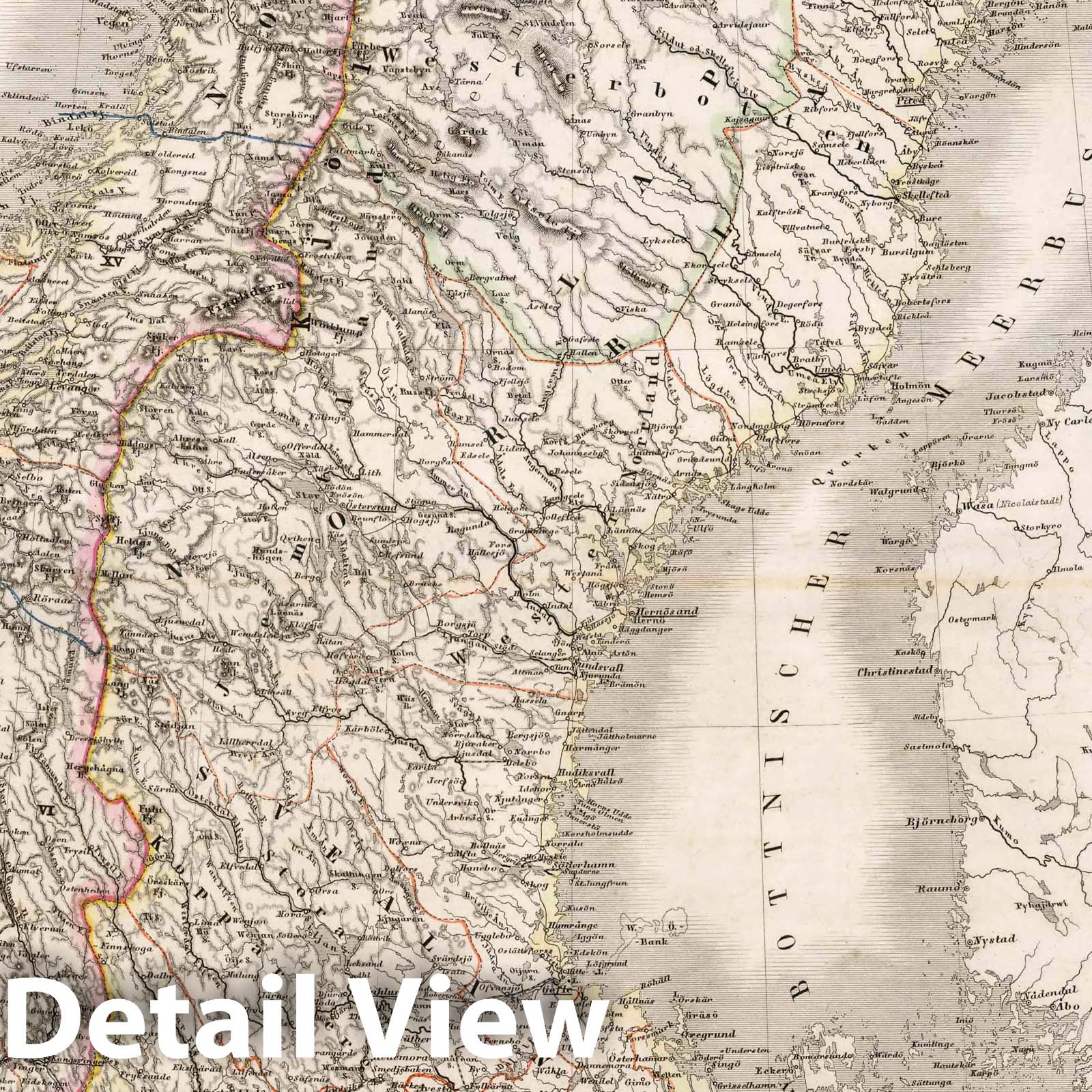 Historic Wall Map : 1875 Sweden and Norway. - Vintage Wall Art ...