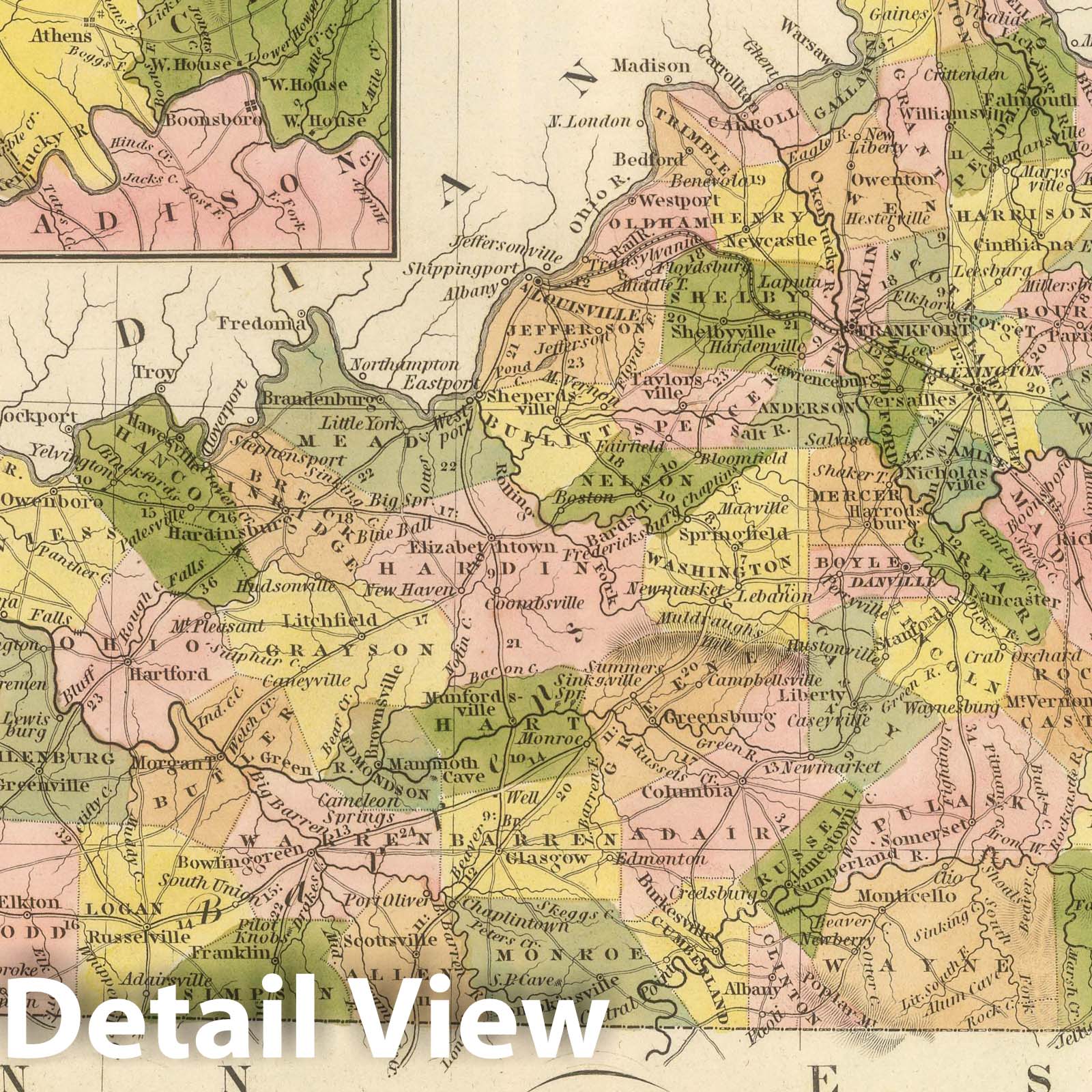 Historic Map : 1845 New Map Of Kentucky. - Vintage Wall Art - Historic ...