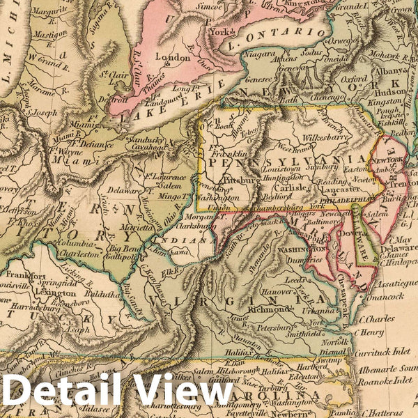 Historic Wall Map : 1806 The United States of America Confirmed by Tre ...