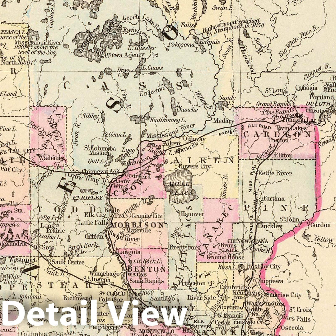 Historic Map : 1880 Minnesota. - Vintage Wall Art – Historic Pictoric