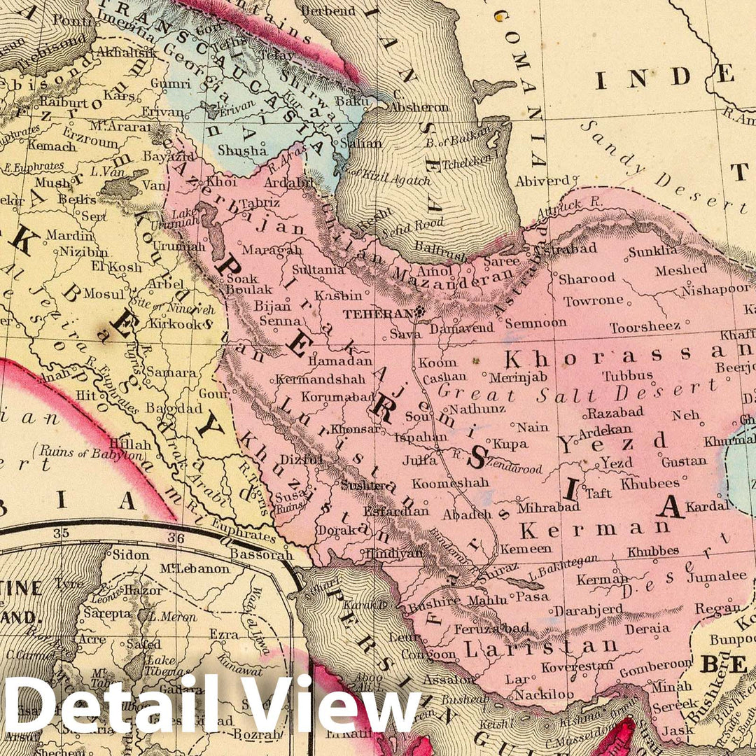 Historic Map : 1870 Persia, Turkey, Afghanistan, Beloochistan. - Vinta ...