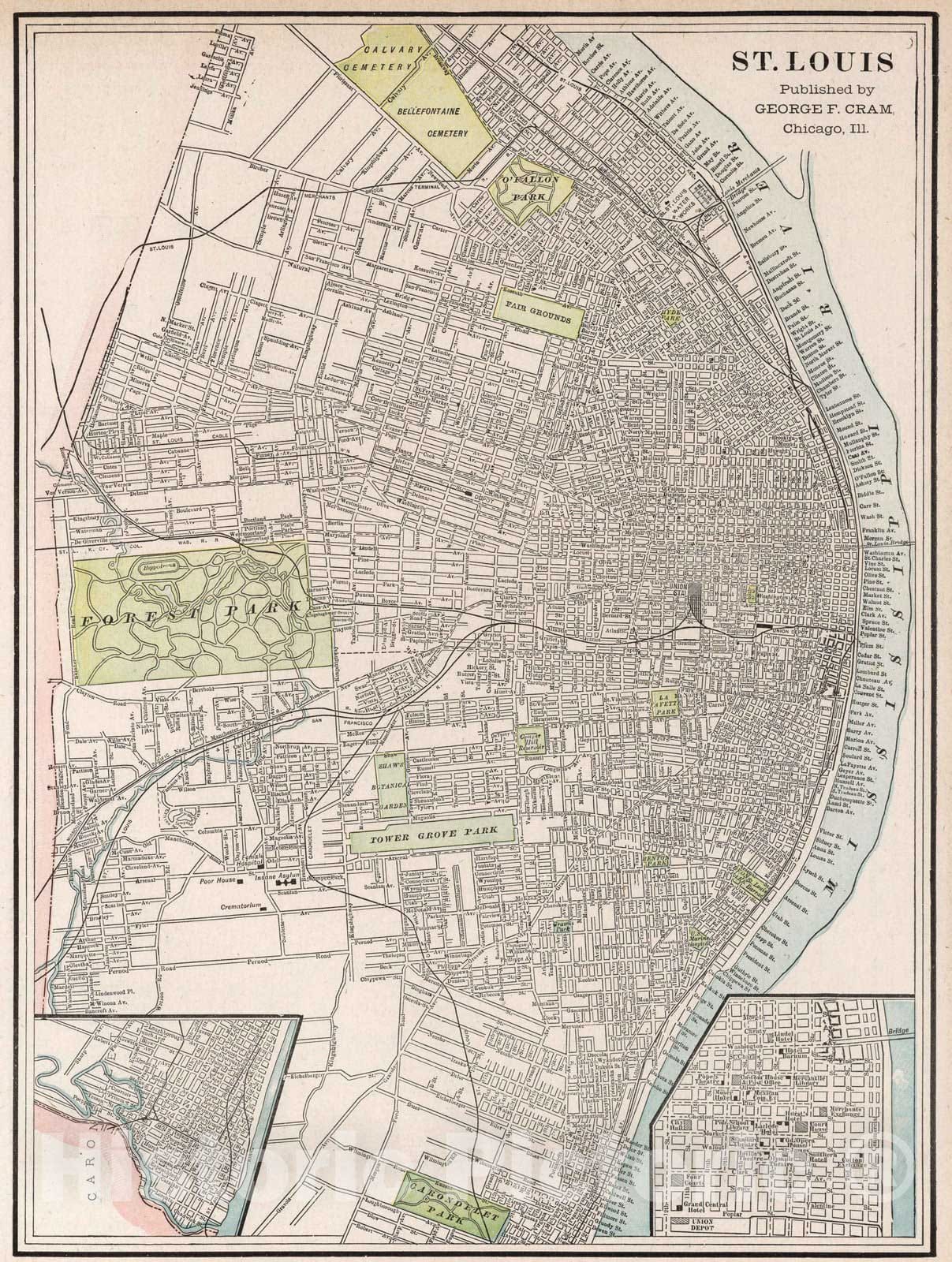 Historic Map : 1901 Map of St. Louis : Vintage Wall Art – Historic Pictoric