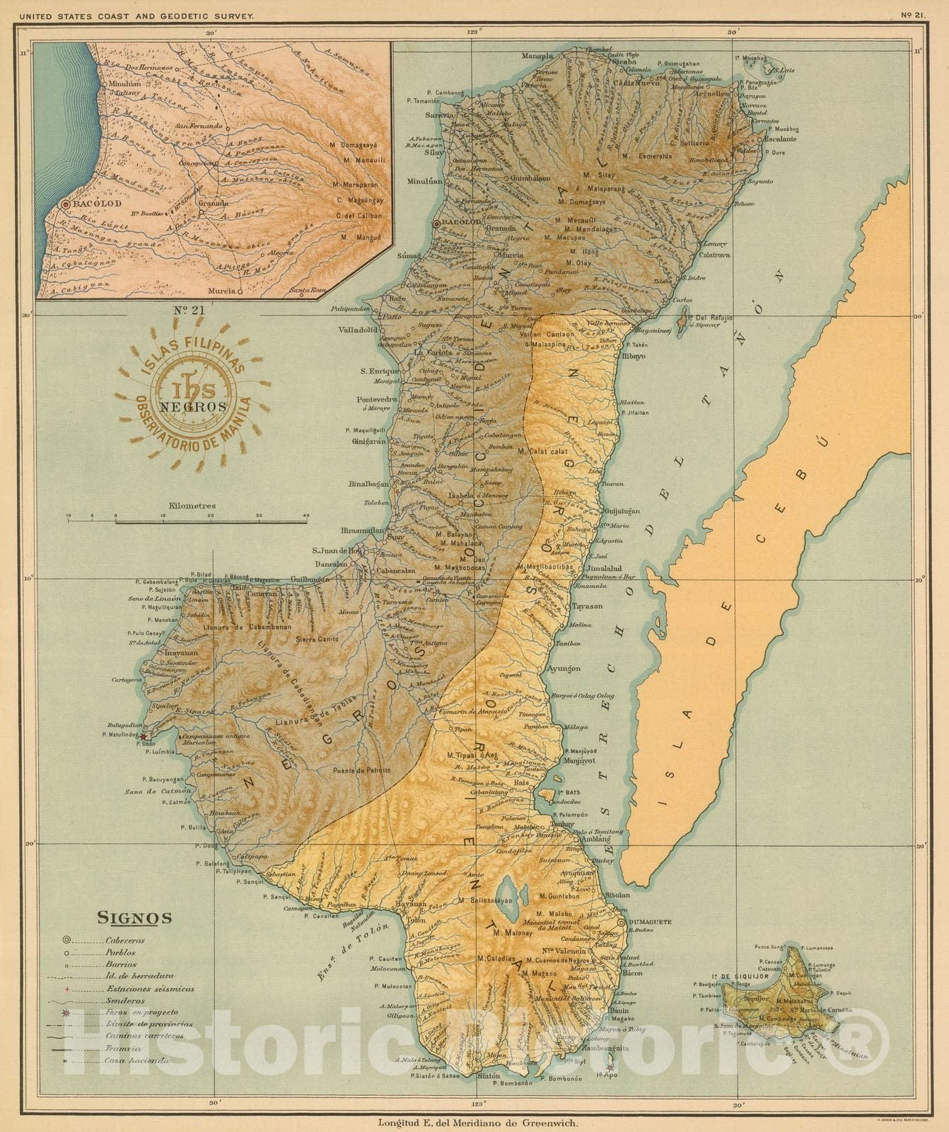 Historic Map : Philippines, 1899 No. 21. Negros. , Vintage Wall Art ...