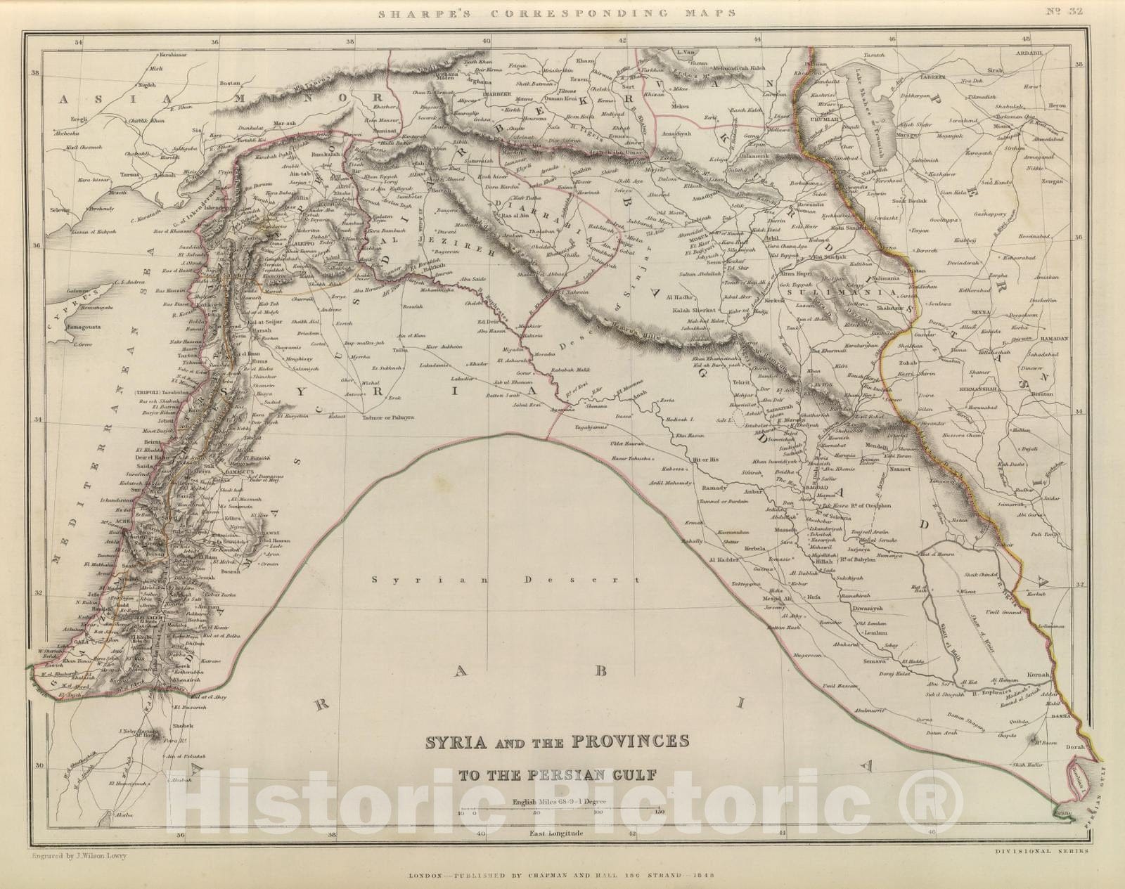 Historic Map : 1848 Syria and the Provinces to the Persian Gulf. - Vin ...