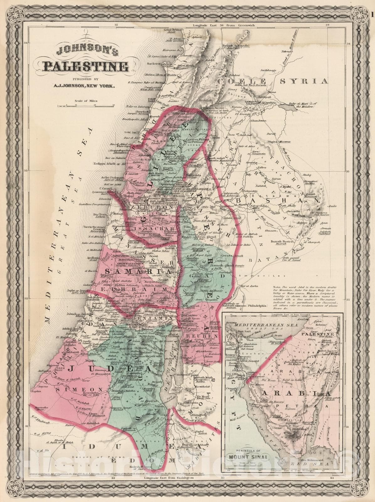 Historic Map : 1870 Palestine. - Vintage Wall Art – Historic Pictoric