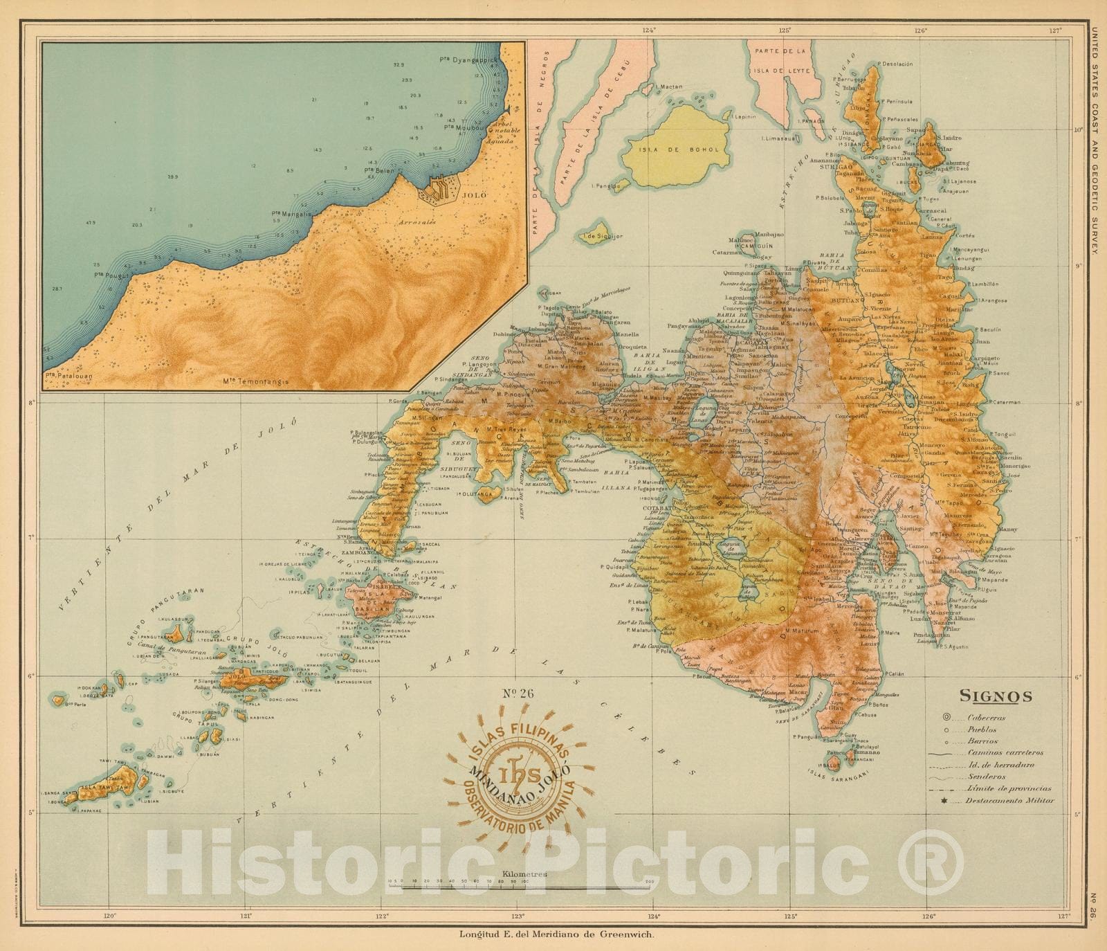 Historic Map : National Atlas - 1899 No. 26. Mindanao Jolo. - Vintage ...