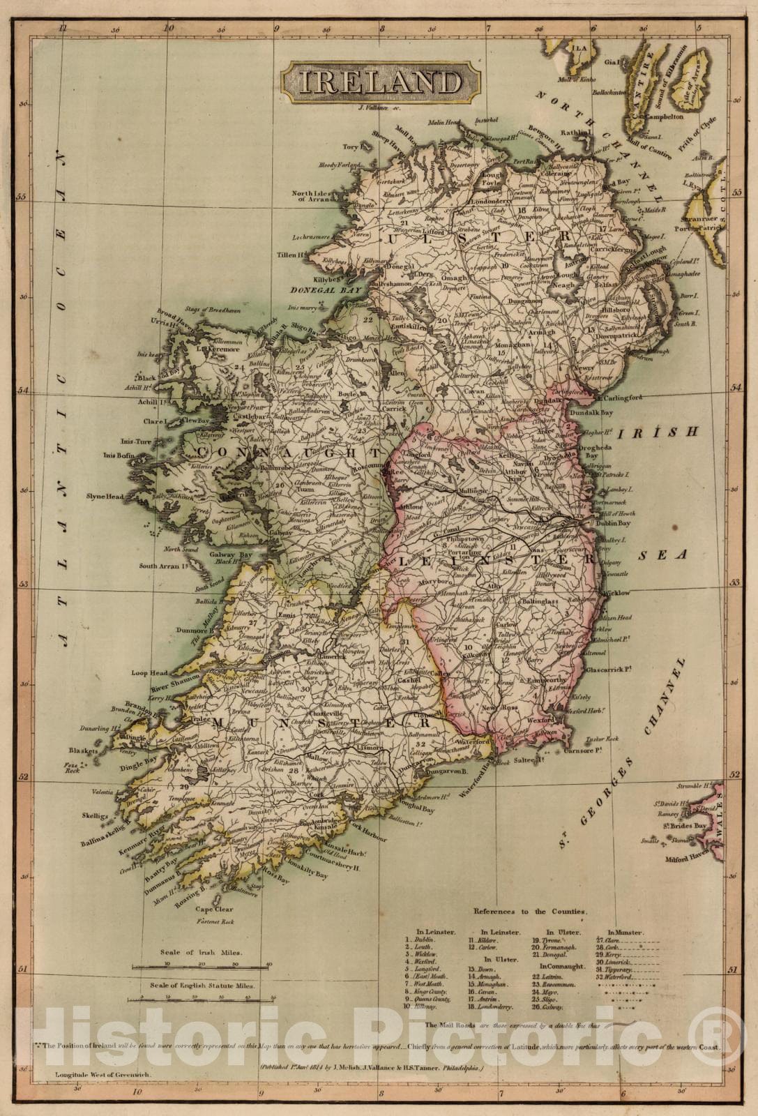 Historic Map : School Atlas - 1814 Ireland - Vintage Wall Art ...