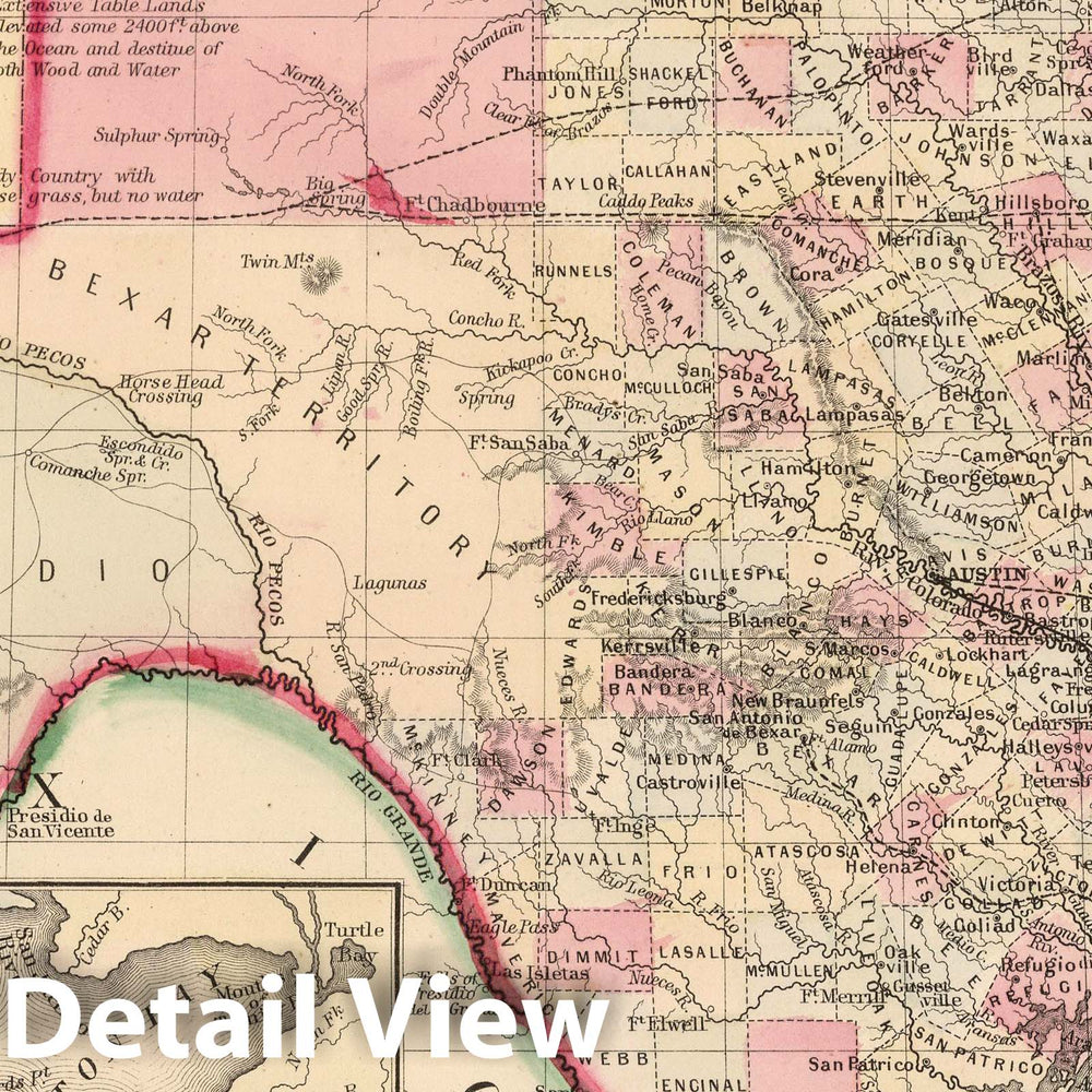 Historic Map : 1865 County map of Texas - Vintage Wall Art – Historic ...