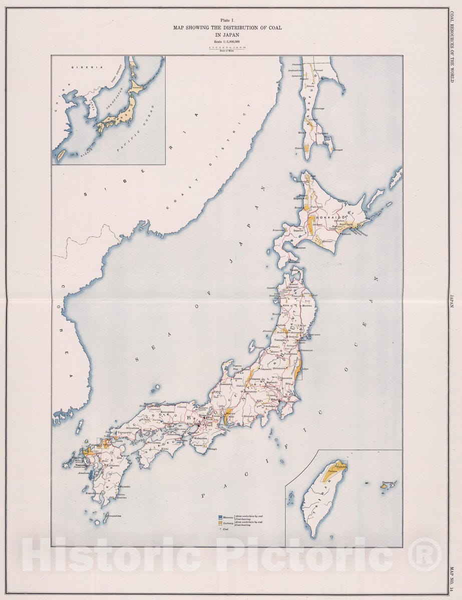 Historic Map : Geologic Atlas - 1913 Japan. Coal Resources of the Worl ...