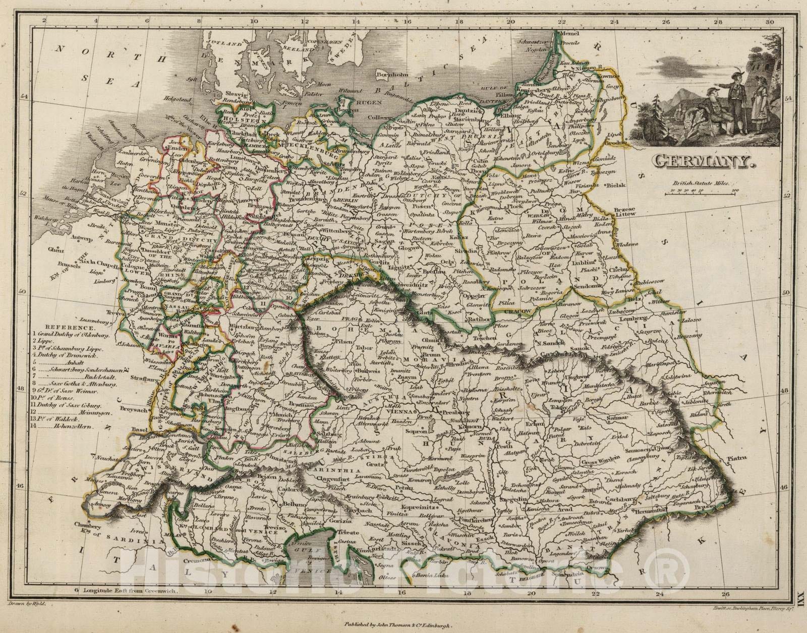 Historic Wall Map : 1824 Germany - Vintage Wall Art – Historic Pictoric