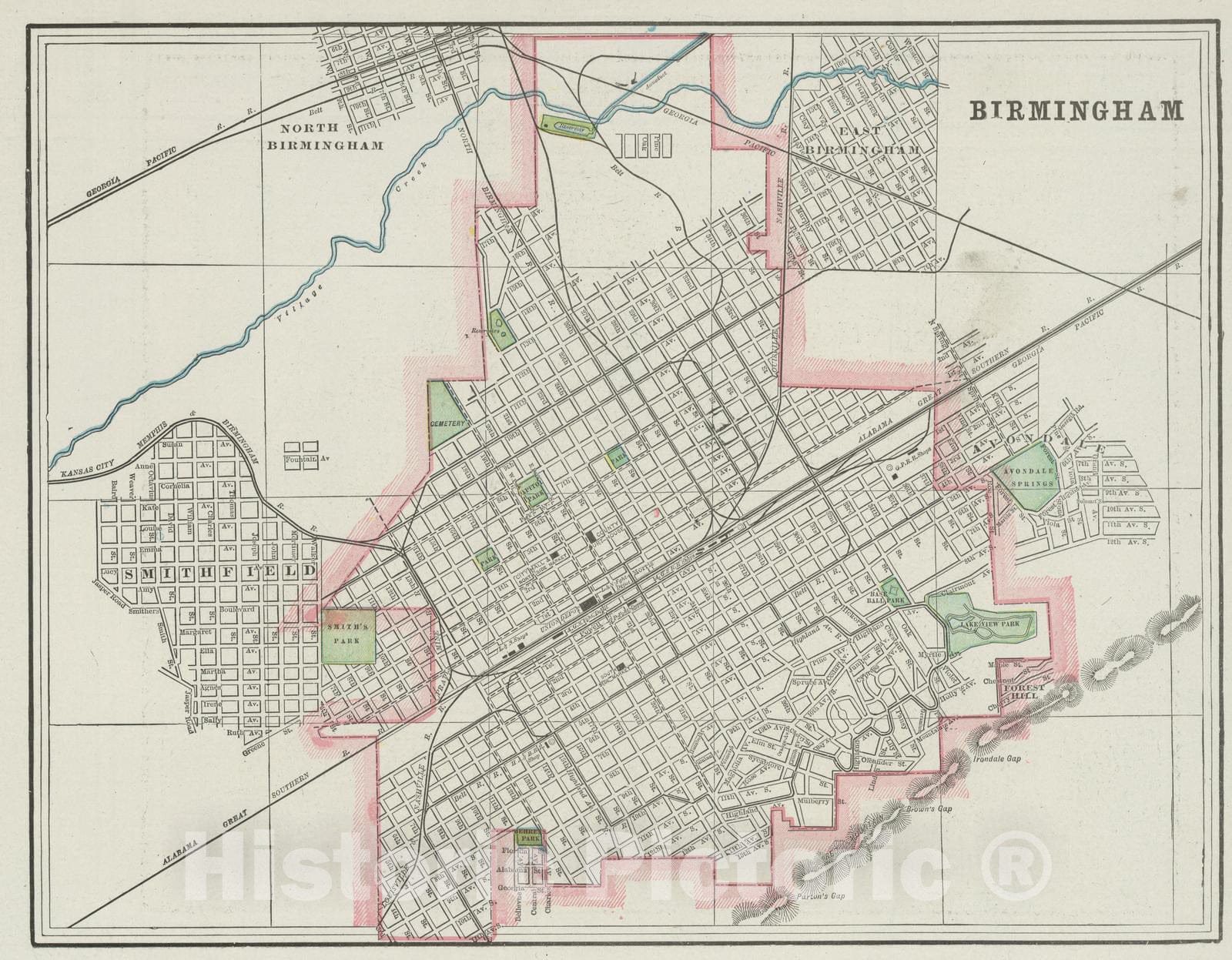 Historic Map : 1901 Birmingham. - Vintage Wall Art – Historic Pictoric