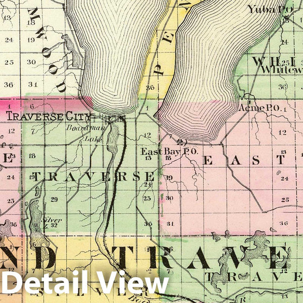 Historic Map : 1873 (Map of Grand Traverse County, Michigan) - Vintage ...