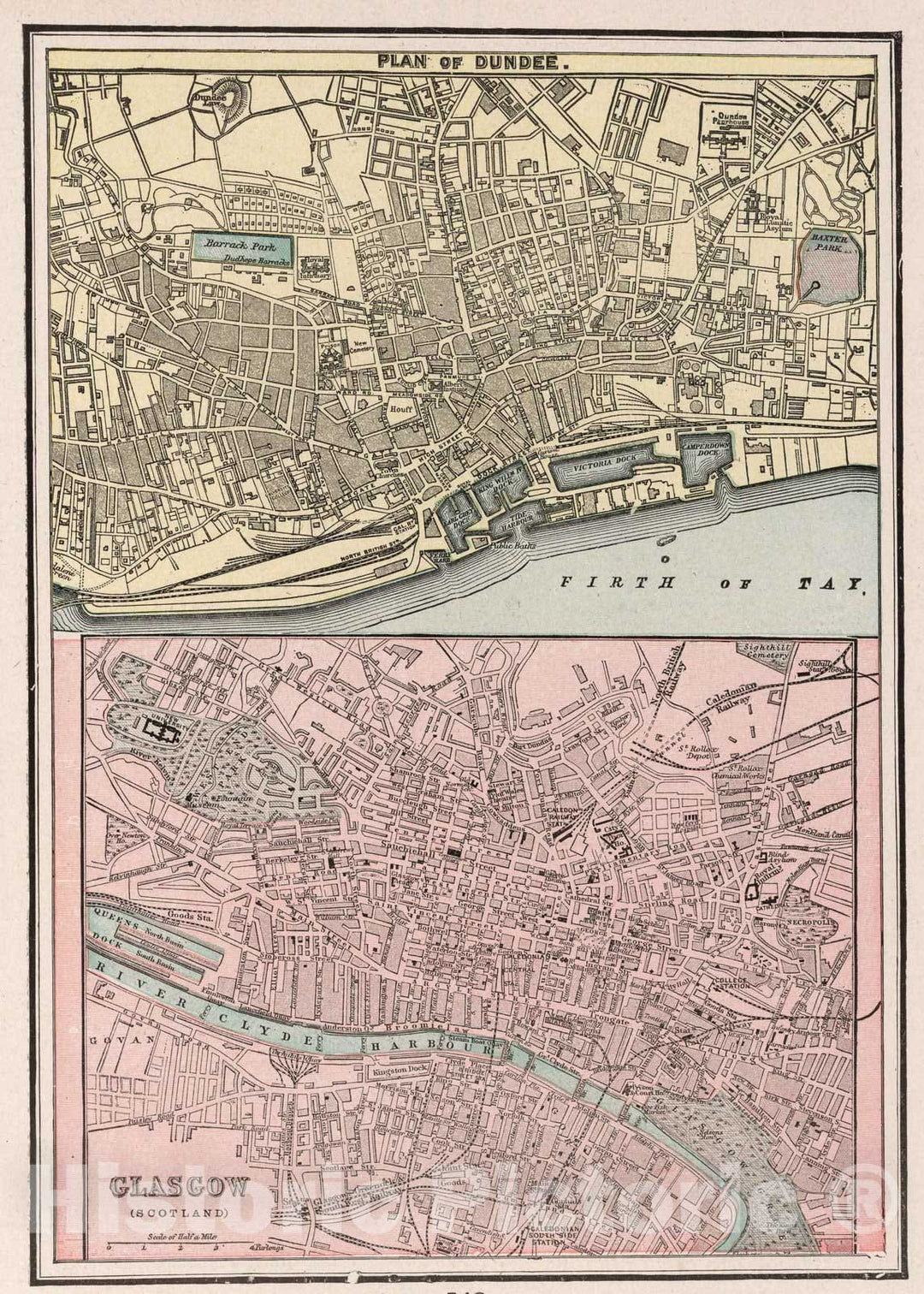 Historic Map : 1901 Plan of Dundee. (with) Glascow (Scotland) - Vintag ...
