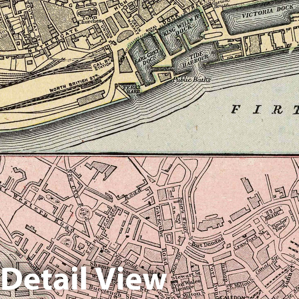 Historic Map : 1901 Plan of Dundee. (with) Glascow (Scotland) - Vintag ...