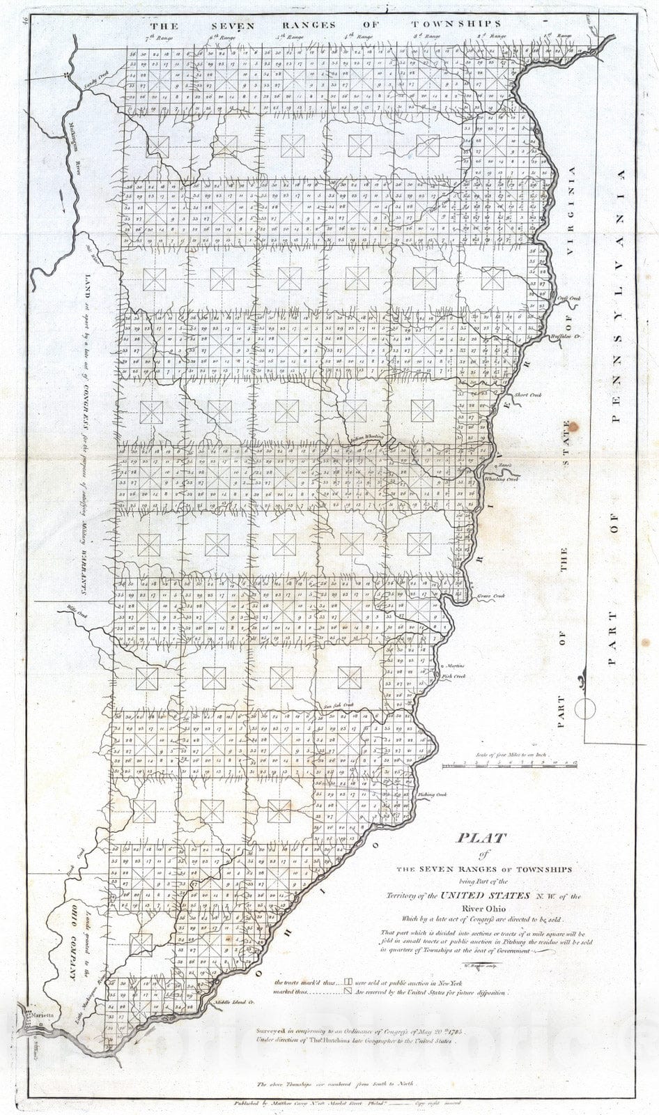 Historic Map : 1811 Plat of The Seven Ranges of Townships. - Vintage W ...