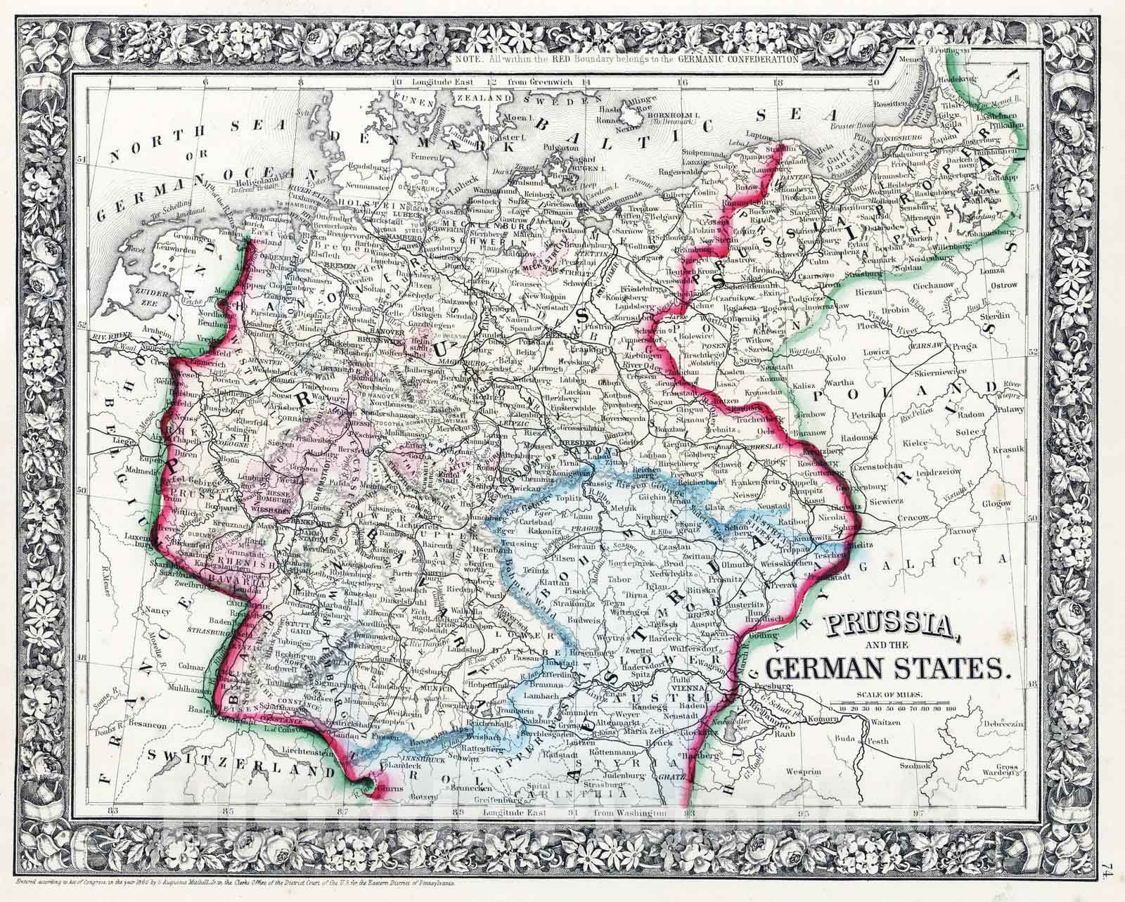 Historic Map : 1865 Prussia, and the German States - Vintage Wall Art ...