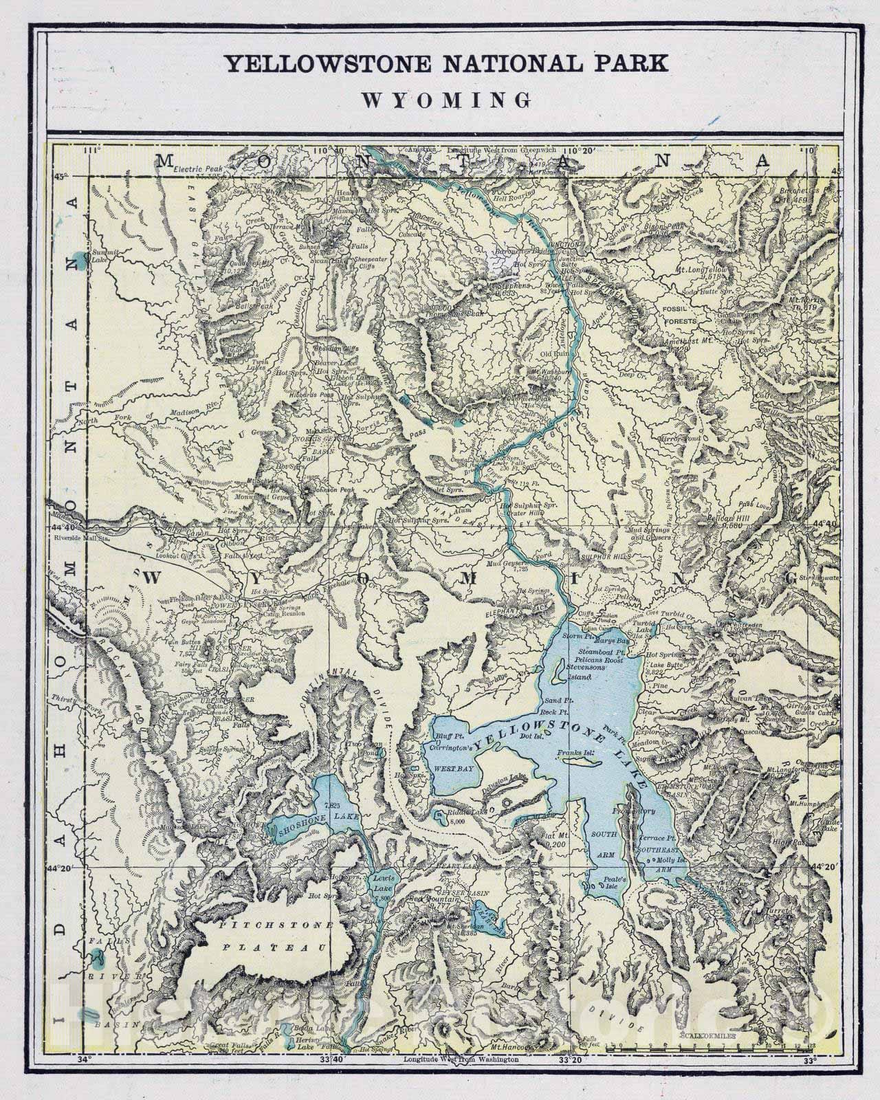 Yellowstone National Park Railroad Map 1901 Print | Historic Pictoric