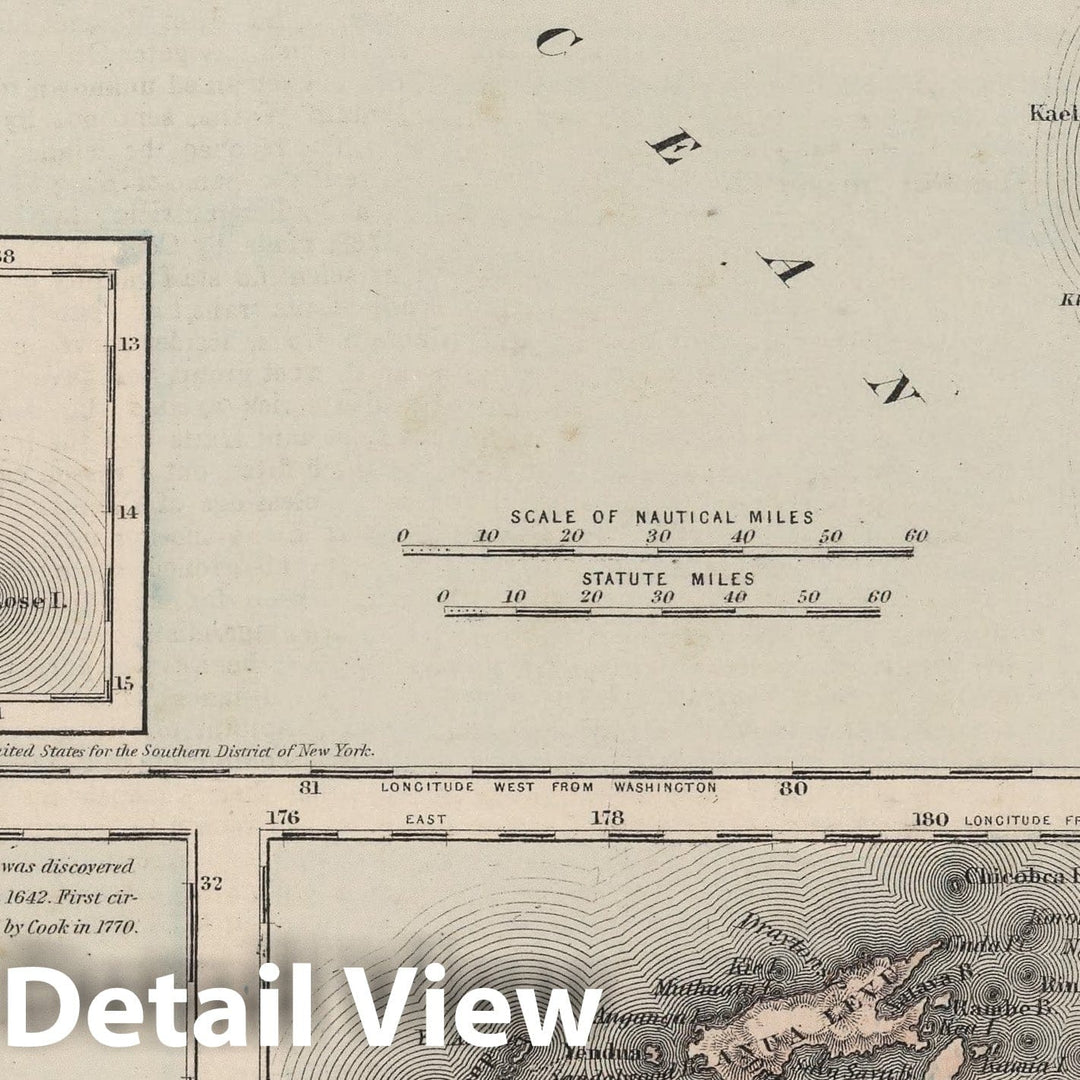 Historic Map - World Atlas - 1874 Hawaii, New Zealand, Fiji,Tonga, Sam ...