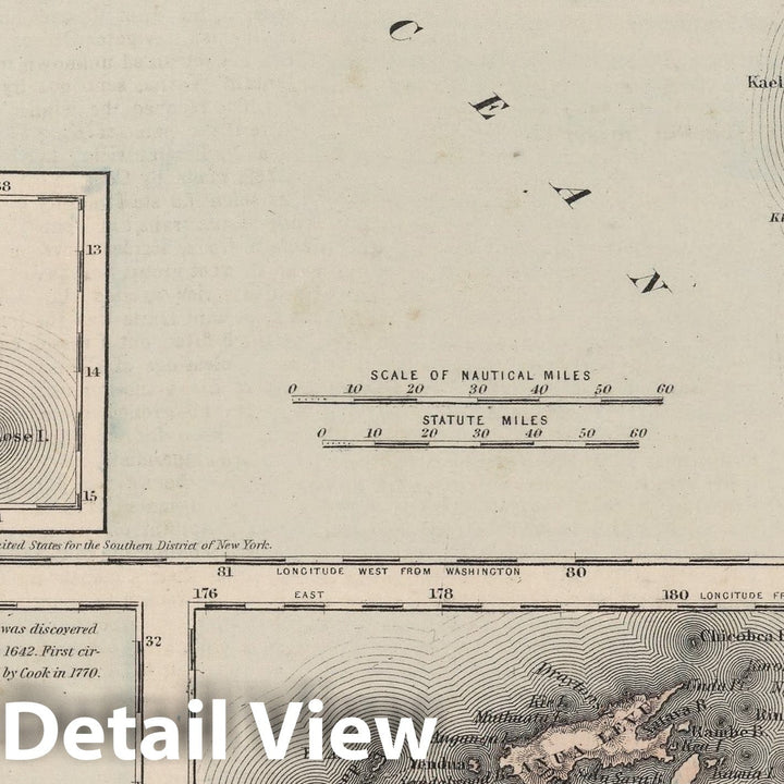 Historic Map - World Atlas - 1874 Hawaii, New Zealand, Fiji,Tonga, Sam ...
