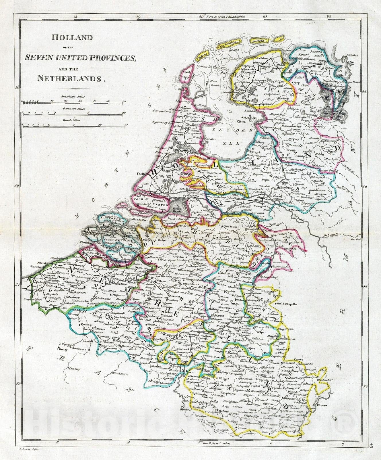 Historic Map : 1814 Holland and the seven United Provinces, and the Ne ...